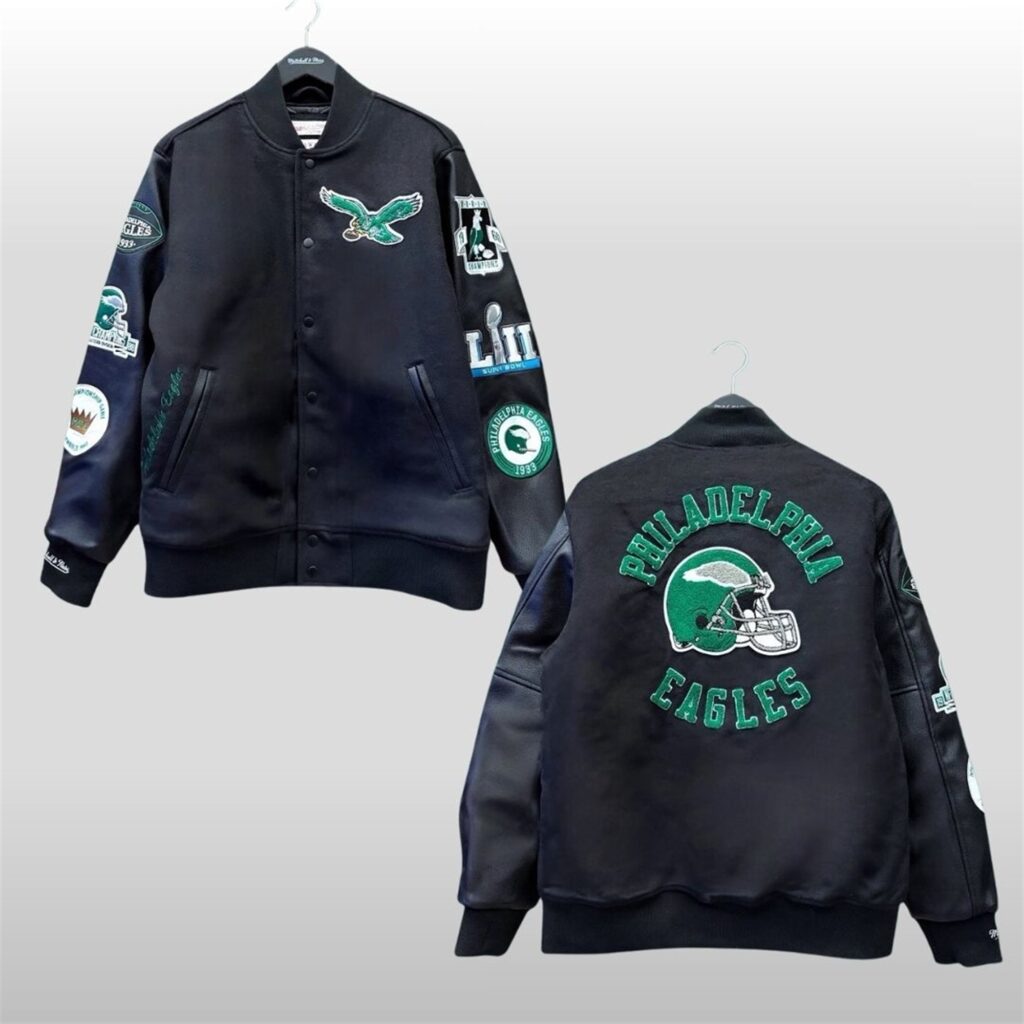 2025 Phillies Eagles Black Out Varsity Jacket - Zerelam.com