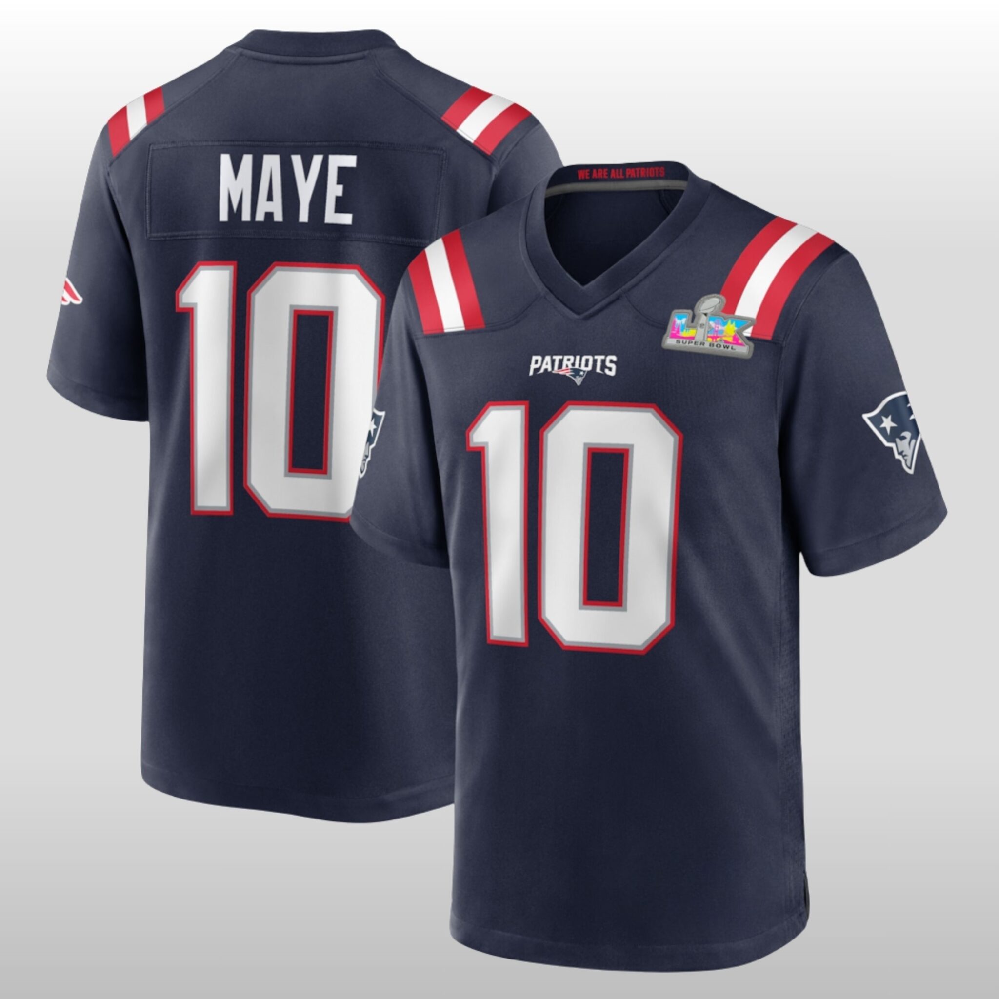 2026 New England Patriots Drake Maye Super Bowl LX Jersey